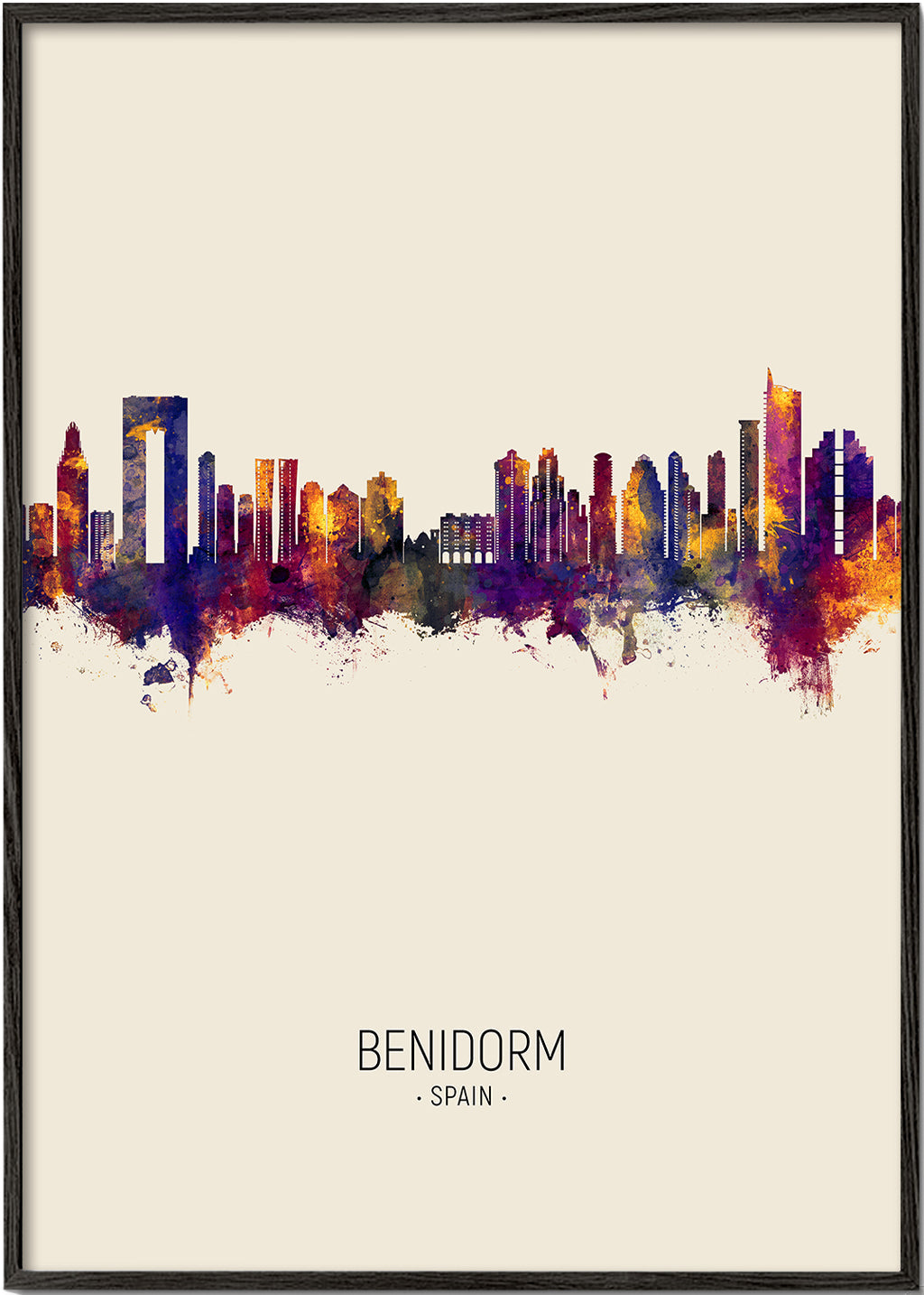 Travel poster Benidorm skyline in color | Wall art, framed prints and ...