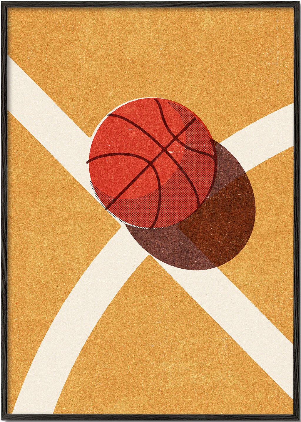 Sports art: red basketball on court | Wall art, framed prints and ...
