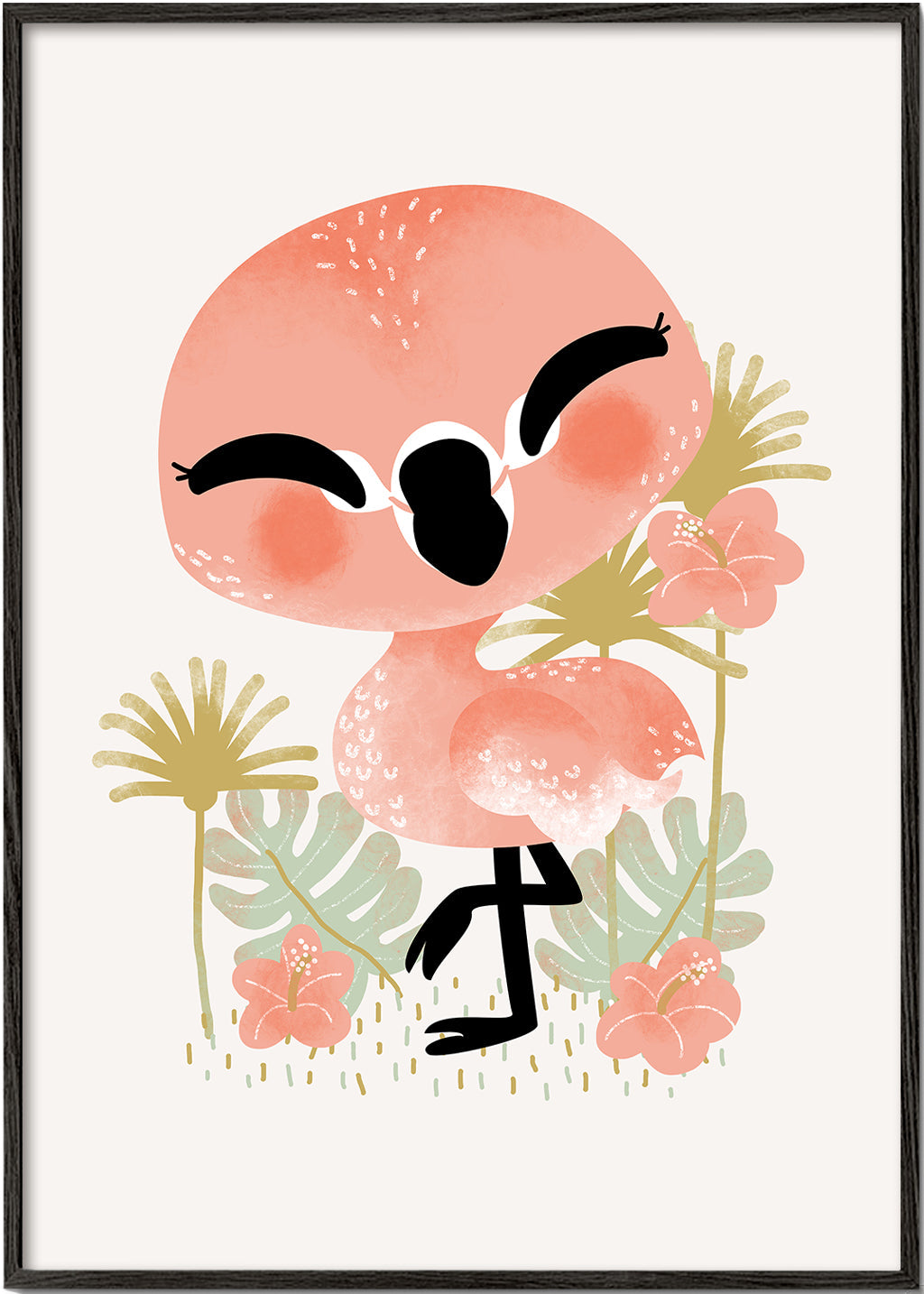 Kids print smiling pink flamingo | Wall art, framed prints and posters ...